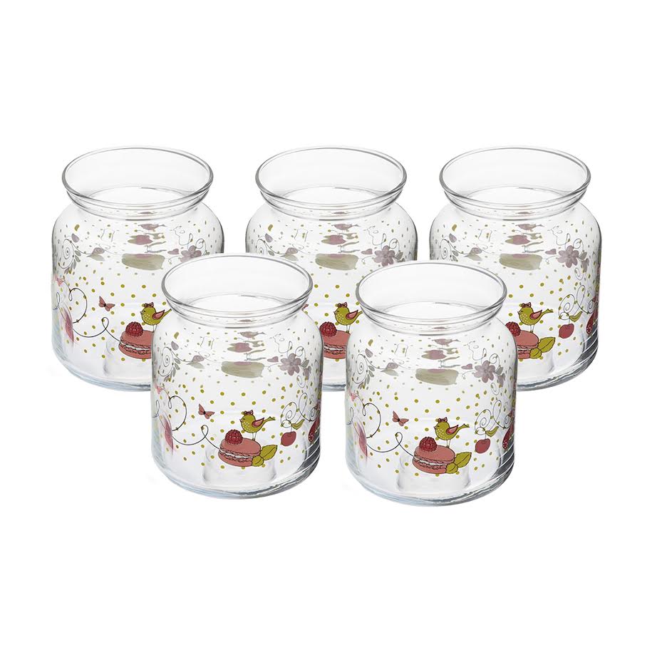 Kitchen Life 5 Piece Macaroon Print Jar Set Clear The Culinarium