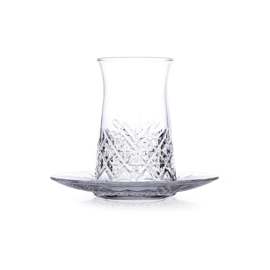 Pasabahce 12 Piece Crystal Turkish Tea Glasses and Saucers – The Culinarium