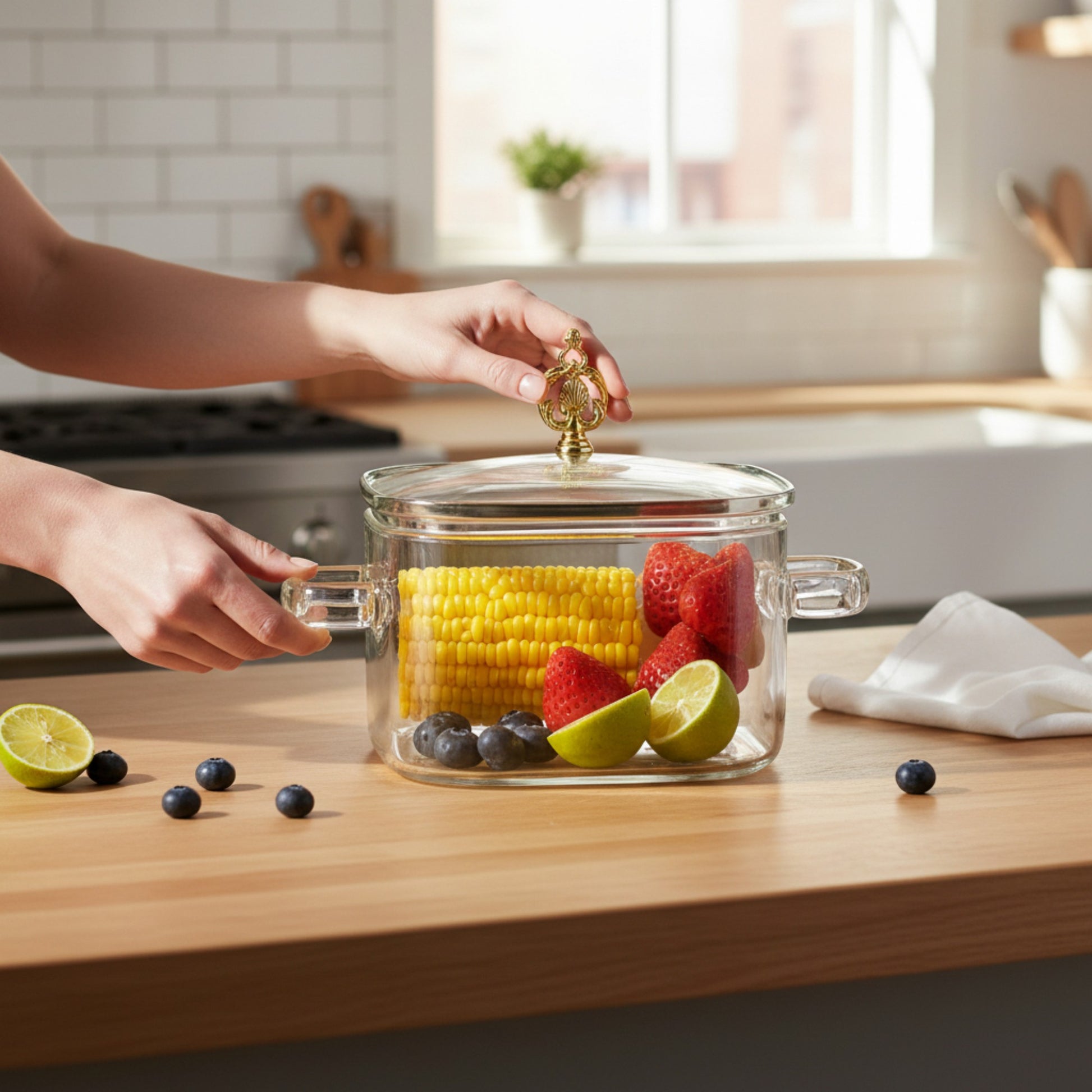 2.2Lt Square Glass Casserole Clear – The Culinarium