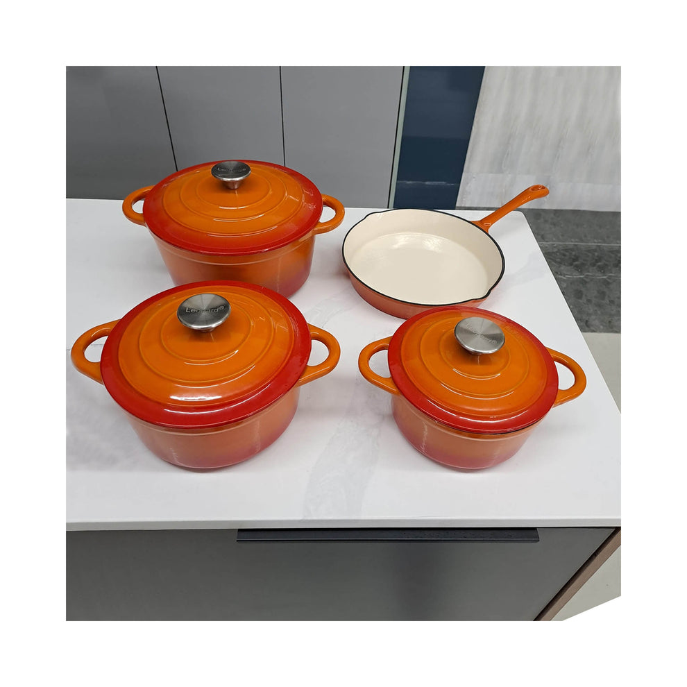 CTH 7 Piece Cast Iron Pot Set Orange – The Culinarium