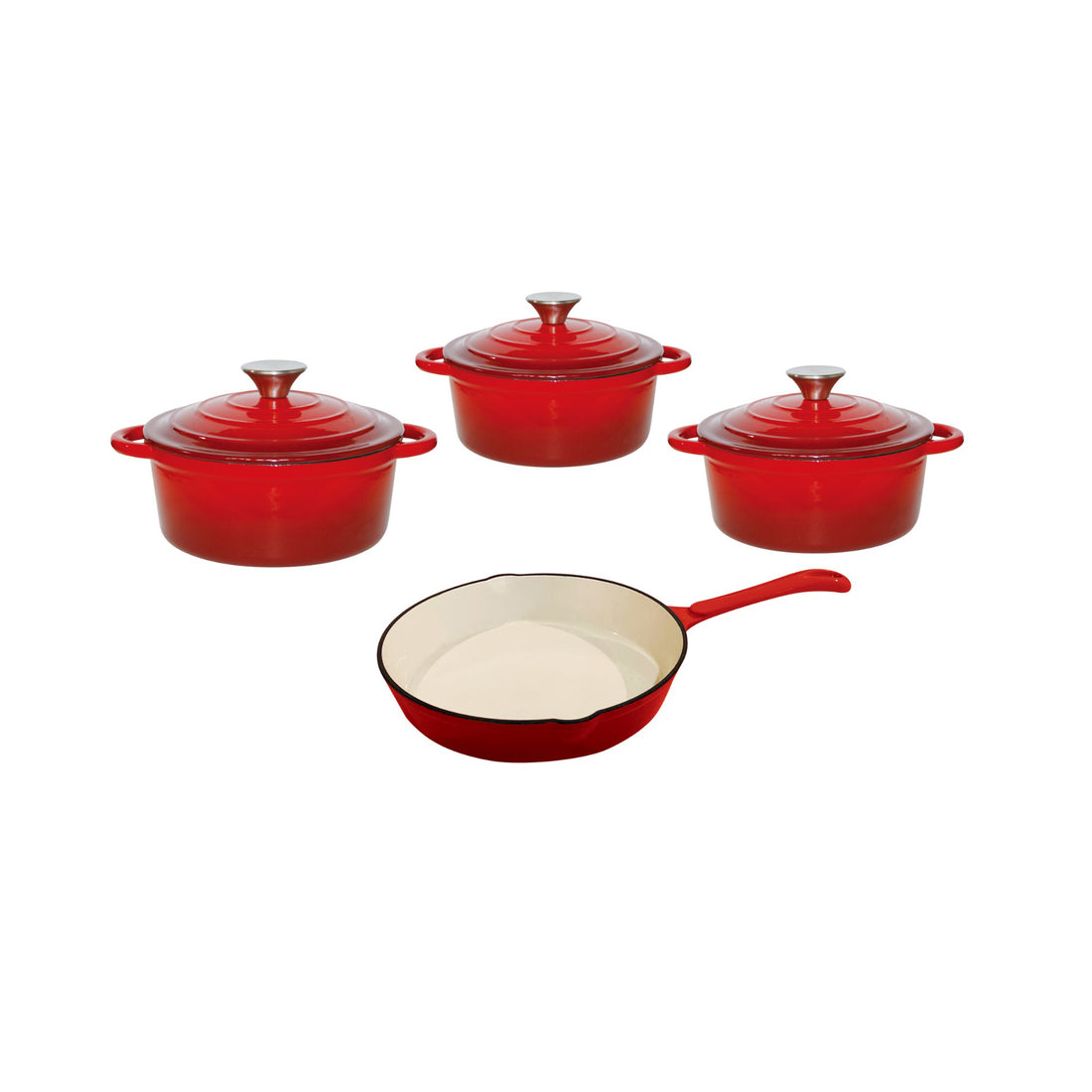 CH 7 Piece Cast Iron Pot Set Red – The Culinarium