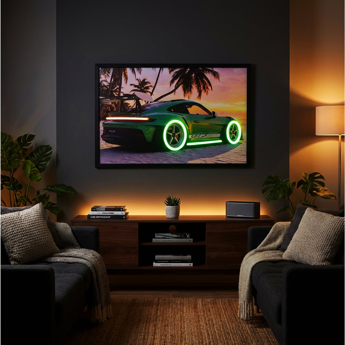 70 x 40cm Car Frame with Lights Green – The Culinarium