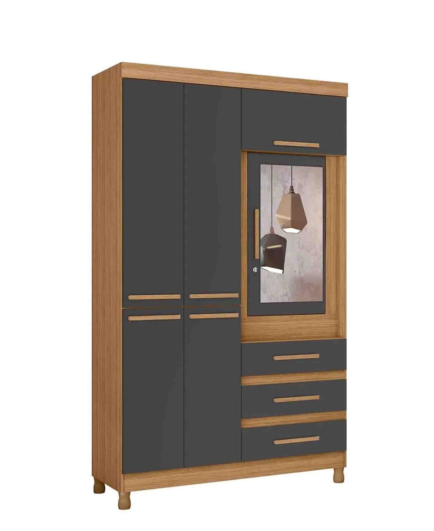 Exotic Designs 6 Door Fusion Wardrobe – Natural & Titanium – The Culinarium