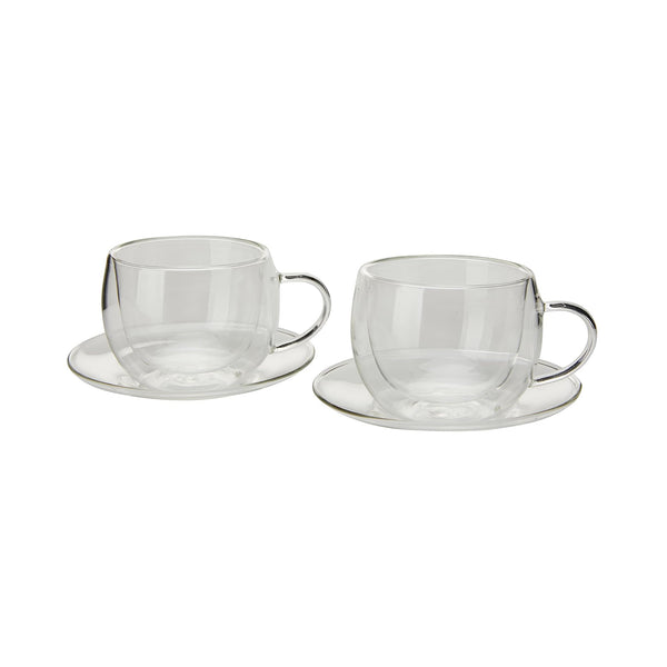 Maxwell & Williams 2 Piece Blend Double Wall Cup & Saucer Set Clear ...