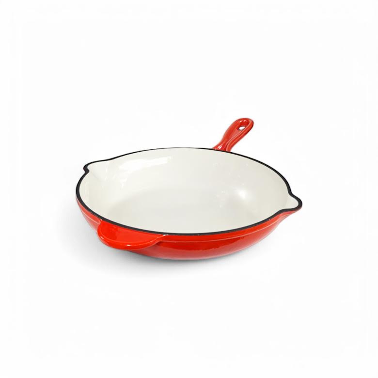 Aqua Enamel Cast Iron Fry Pan Red – The Culinarium