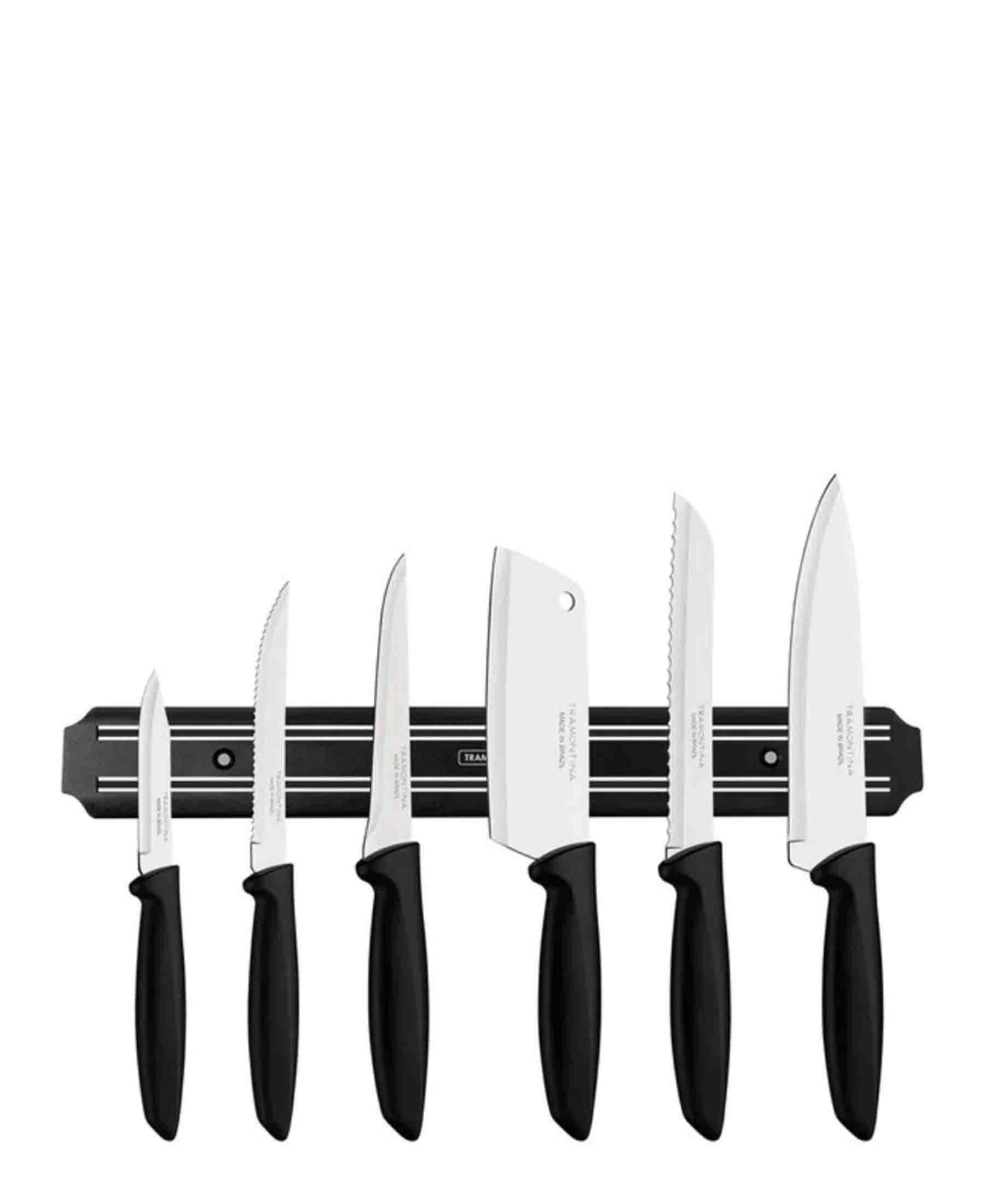 Tramontina 7 Piece Knife Set with Magnetic Knife Holder - Black – The ...