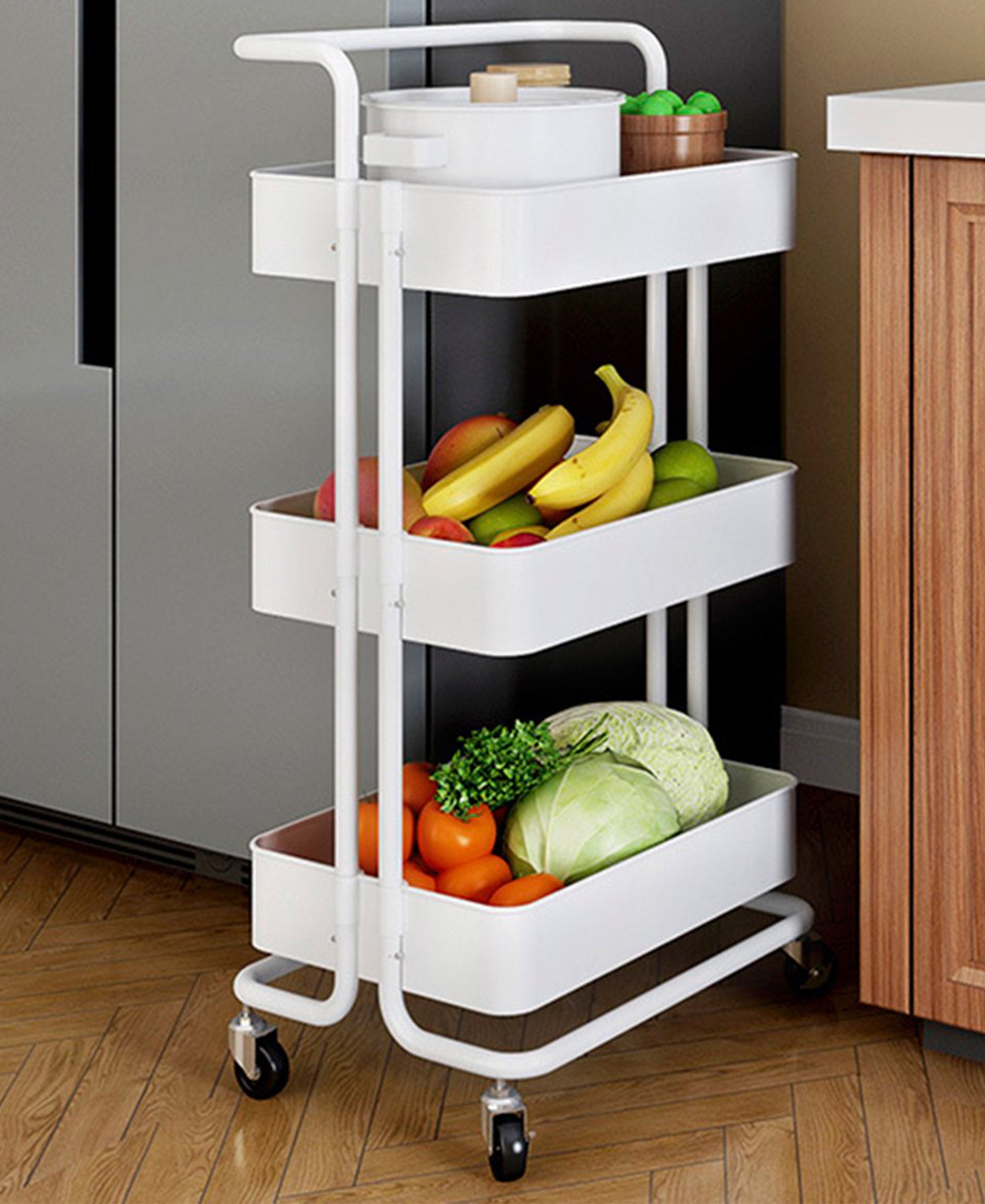 Monaco 3 Tier Kitchen Storage Rack With Wheels - White – The Culinarium