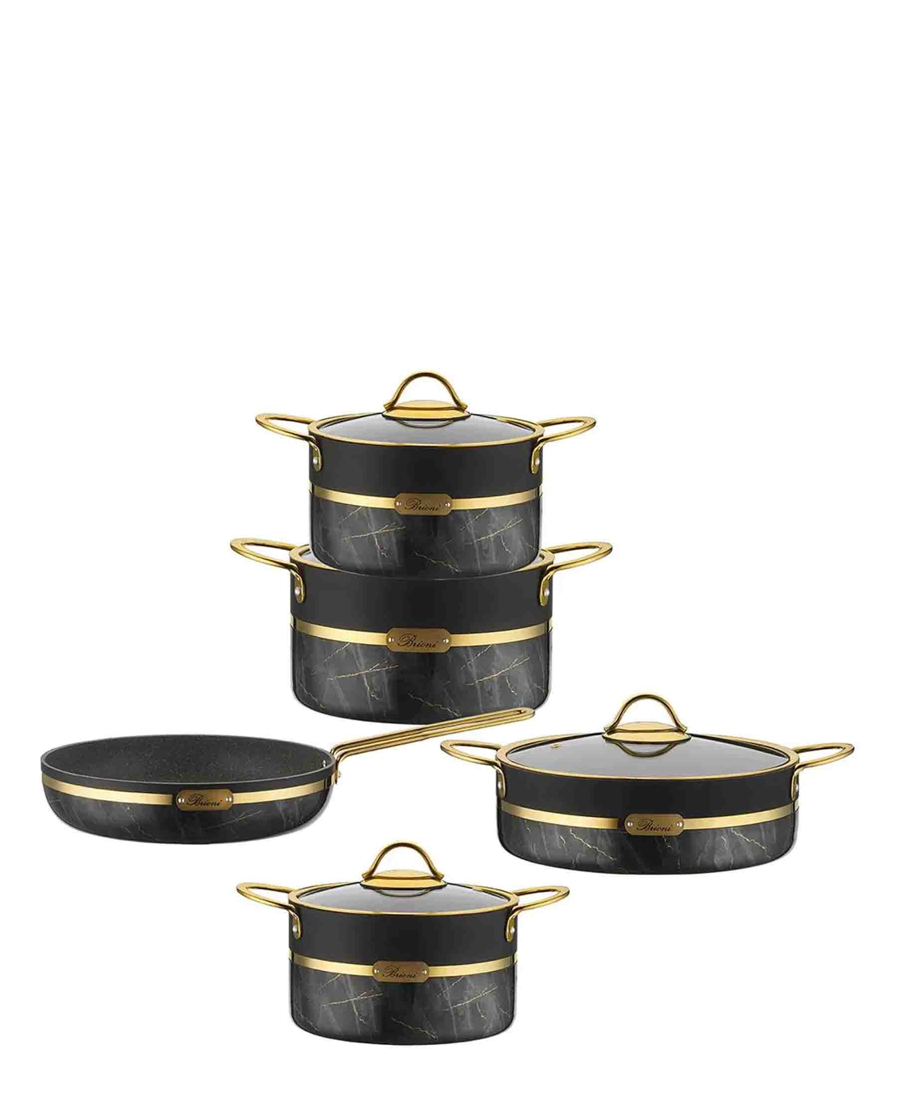 Brioni Selection 9 Piece Granite Cookware Set - Black – The Culinarium